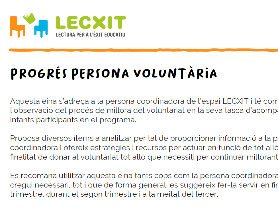 Progrés persona voluntària - Lecxit